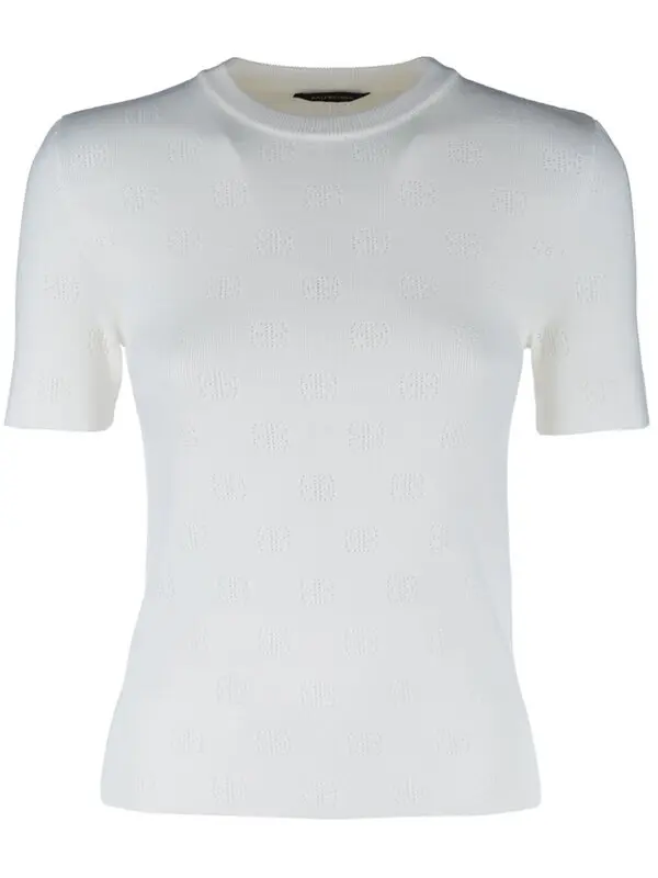 Balenciaga Bb Pointelle-knit T-shirt - White