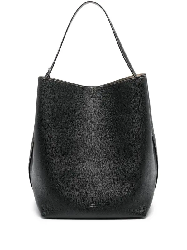 TOTEME Belted Grained-leather Tote Bag - Black