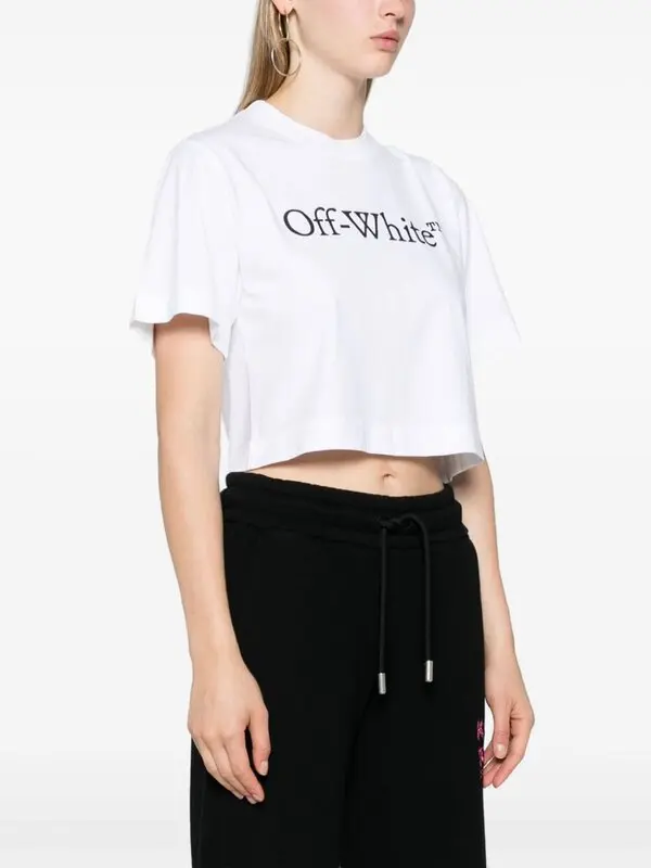 Off-White Logo-print Cropped T-shirt - White