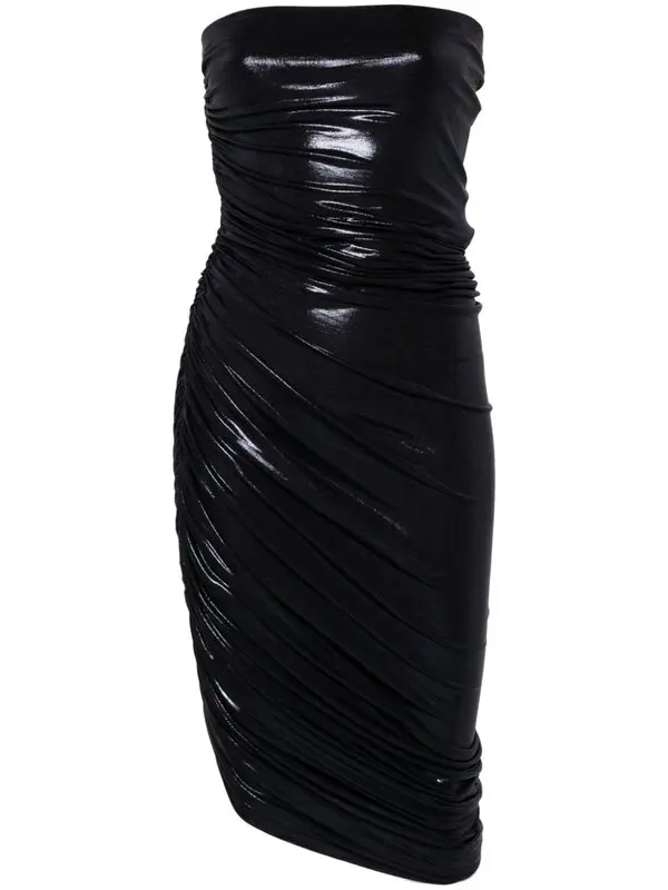 Norma Kamali Diana Lamé Midi Dress - Blue