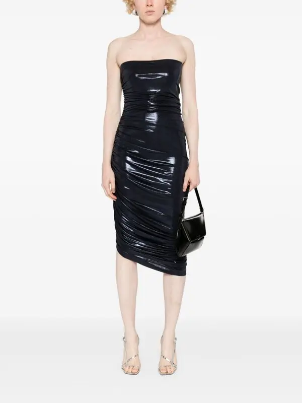 Norma Kamali Diana Lamé Midi Dress - Blue