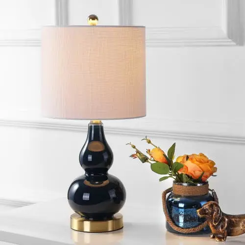 JONATHAN Y Anya Mini Glass Table Lamp - Navy/blue