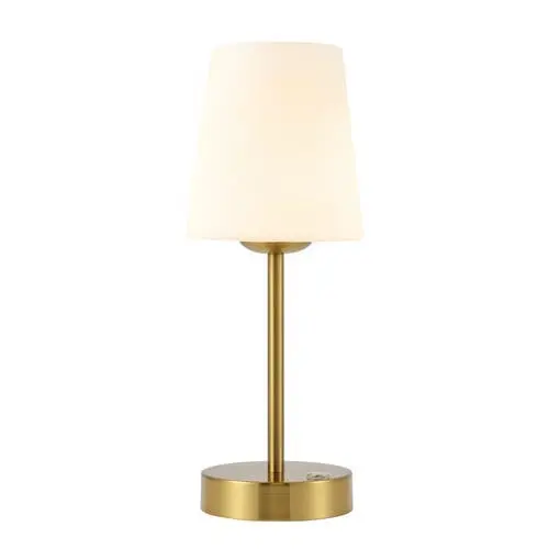 JONATHAN Y Carson Modern Minimalist Iron Rechargeable Integrated Portable Led Table Lamp - Brass Gold