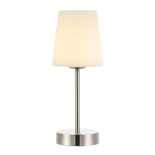 JONATHAN Y Carson Modern Minimalist Iron Rechargeable Integrated Portable Led Table Lamp - Nickel