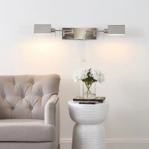 JONATHAN Y Arlo 2-light Farmhouse Industrial Double Swing Arm Iron Led Wall Sconce With Pull-chain Usb Charging Port