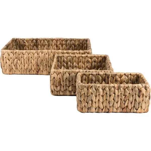 HAPPIMESS Tress Minimalist Hand-woven Hyacinth Nesting Baskets - Natural