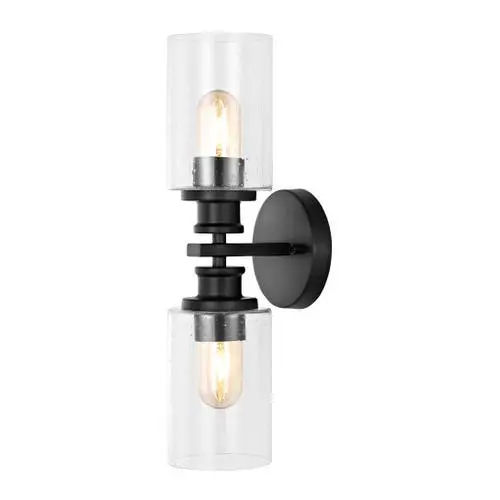JONATHAN Y Jules Cylinder 2-light Iron/seeded Glass Farmhouse Contemporary Led Wall Sconce - Black