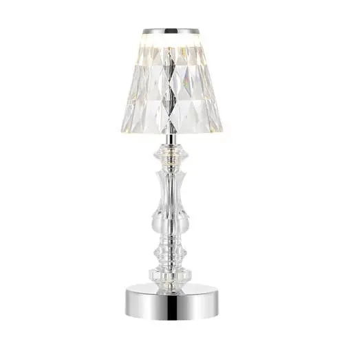 JONATHAN Y Lillian Bohemian Classic Acrylic Rechargeable Integrated Portable Led Table Lamp - Clear/chrome