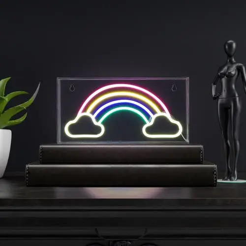 JONATHAN Y Rainbow Contemporary Glam Acrylic Box Usb Operated Led Neon Light