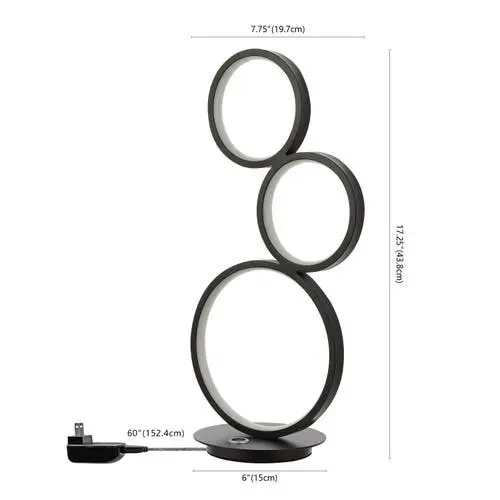 JONATHAN Y Juno 3-light Bohemian Coastal Iron Integrated Led Table Lamp