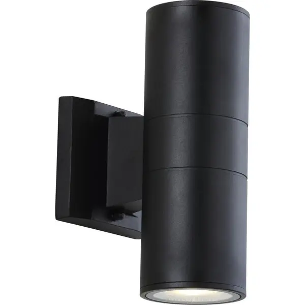 JONATHAN Y Duo 2-light Modern Midcentury Cylinder Outdoor Metal/glass Integrated Led Sconce With Uplight - Black