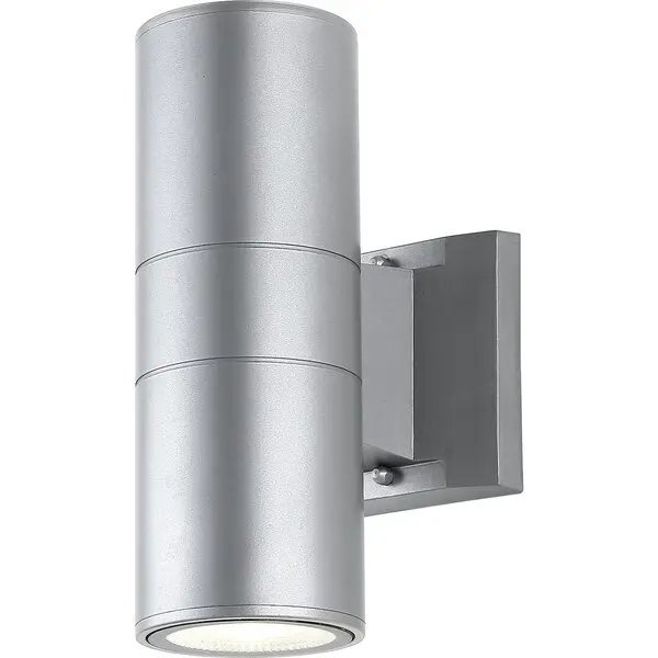 JONATHAN Y Duo 2-light Modern Midcentury Cylinder Outdoor Metal/glass Integrated Led Sconce With Uplight - Silver