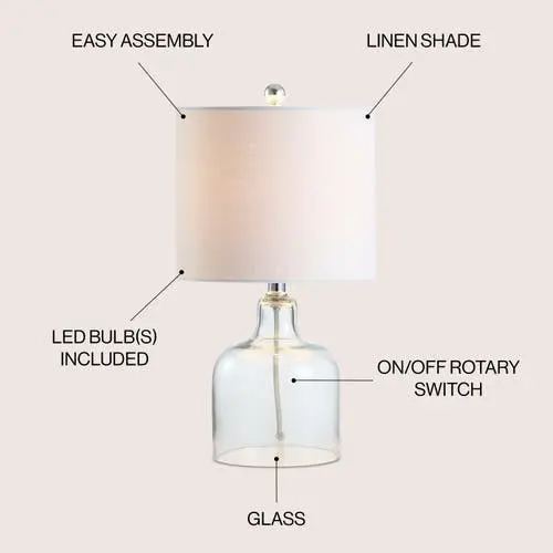 JONATHAN Y Gemma Glass Bell Led Table Lamp