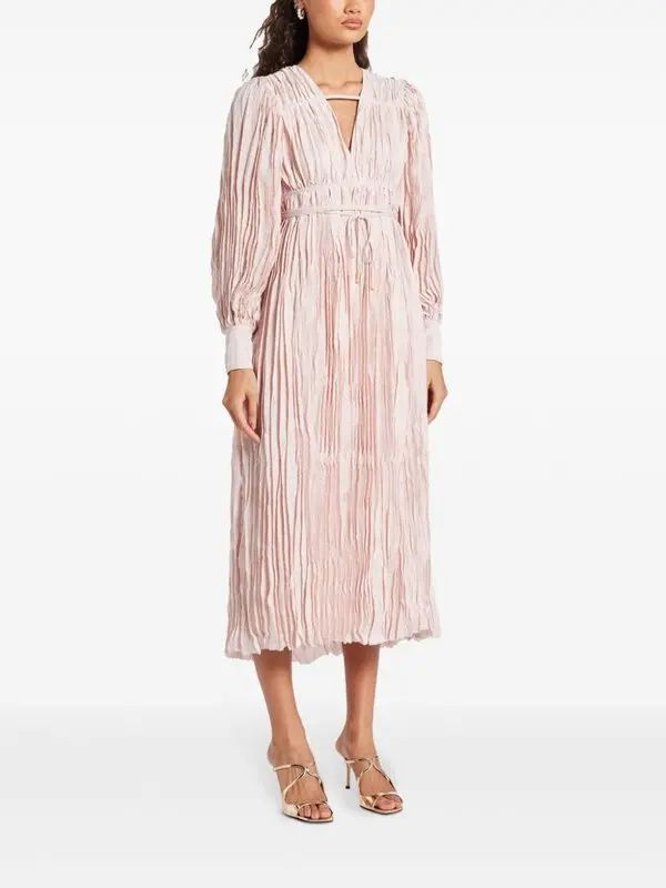 open lace back dress Catalyst Pleated Midi Dress | Blush Pink