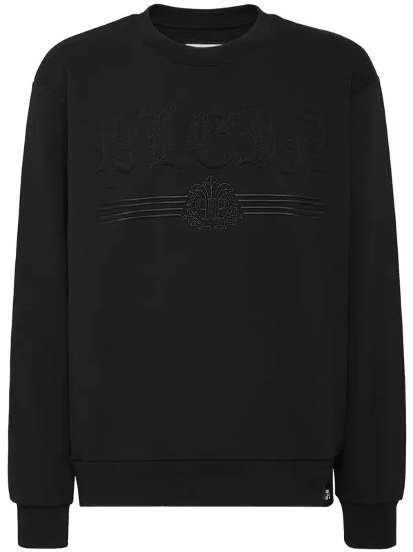 Philipp Plein Logo-embossed Cotton Sweatshirt - Black