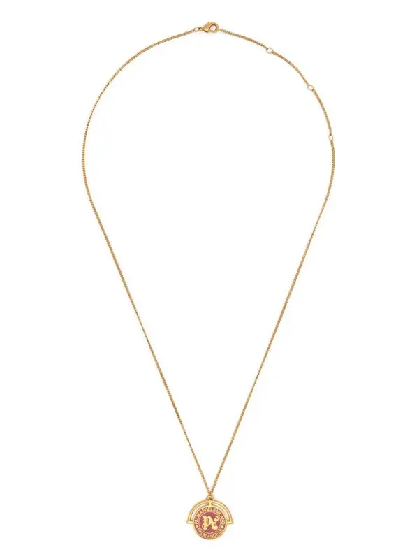 Palm Angels Monogram Emblem Pendant Necklace - Gold