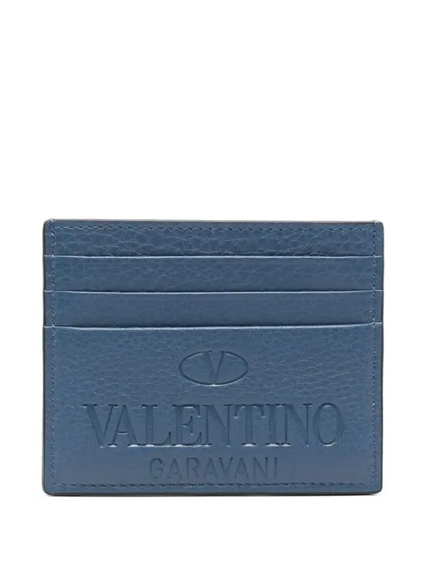 Valentino Garavani Logo-debossed Leather Cardholder - Blue