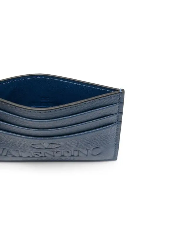 Valentino Garavani Logo-debossed Leather Cardholder - Blue