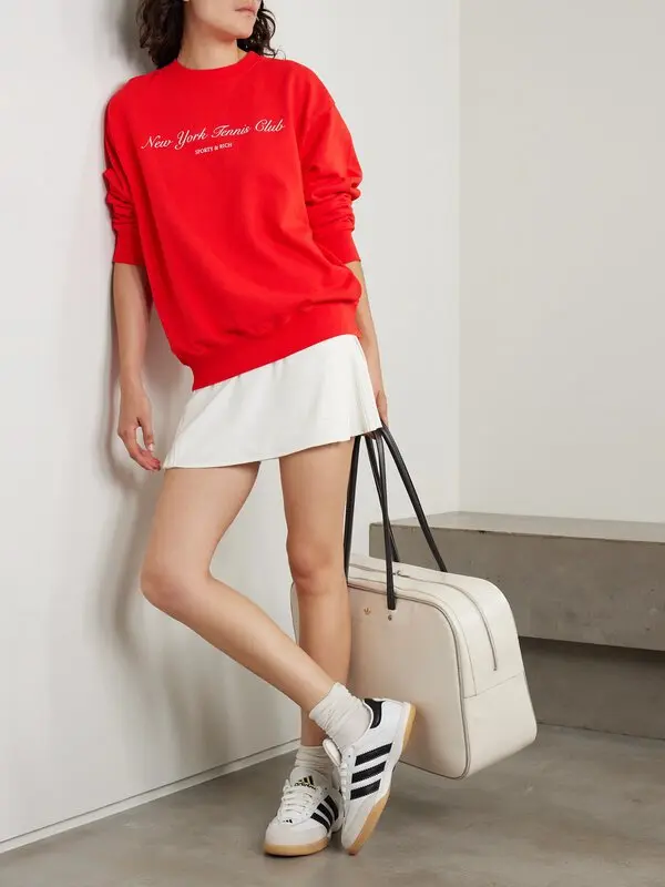 SPORTY & RICH French Open Printed Cotton-jersey Sweatshirt