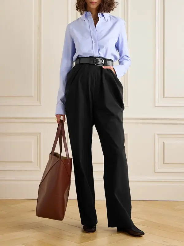 Loewe Belted Draped Cotton-twill Pants