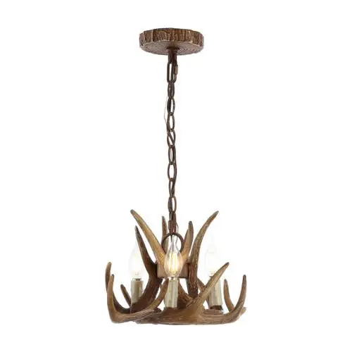 JONATHAN Y Nelle Adjustable Resin Antler 3-light Led Chandelier - Brown