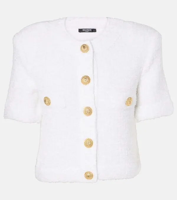 Balmain Cropped Cardigan - White