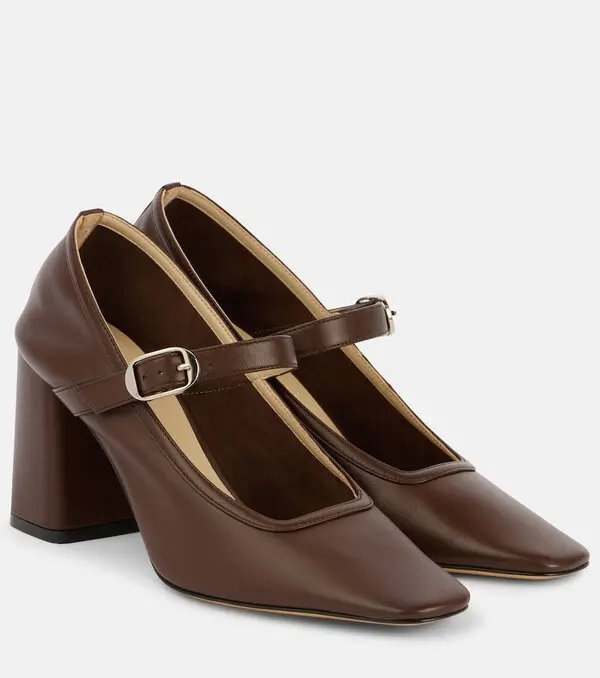 Le Monde Beryl 80 Leather Mary Jane Pumps - Brown