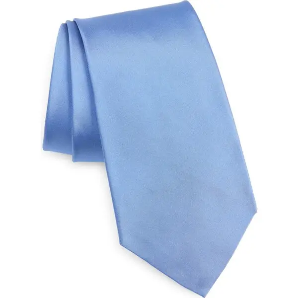 Ralph Lauren Purple Label Solid Silk Peau De Soie Neck Tie - Light Blue