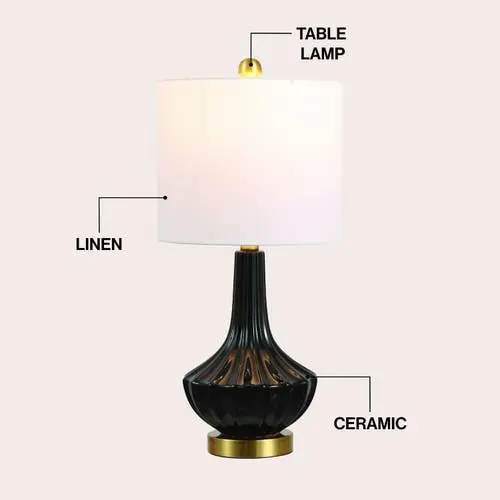 JONATHAN Y Parker 21.5" Contemporary Traditional Ceramic/metal Gourd Led Table Lamp - Black