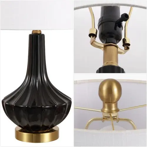 JONATHAN Y Parker 21.5" Contemporary Traditional Ceramic/metal Gourd Led Table Lamp - Black