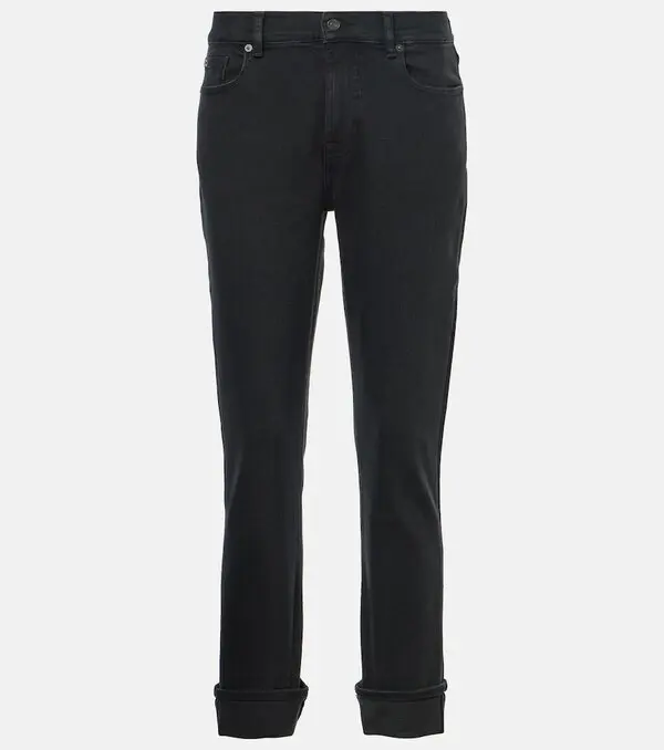 7 For All Mankind Relaxed Skinny Low-rise Jeans - Black