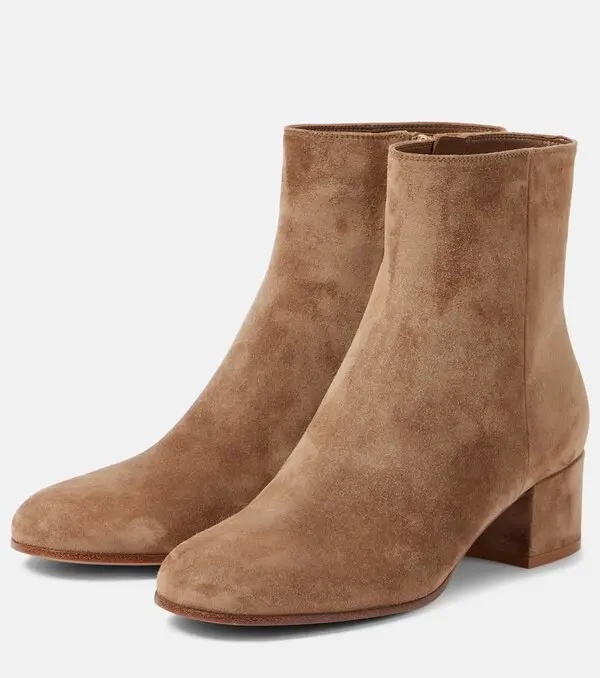 GIANVITO ROSSI 45 Suede Ankle Boots - Beige