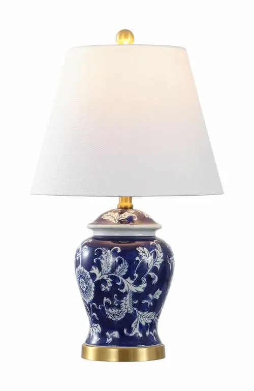 JONATHAN Y Penelope Chinoiserie Classic Led Table Lamp - Navy/white