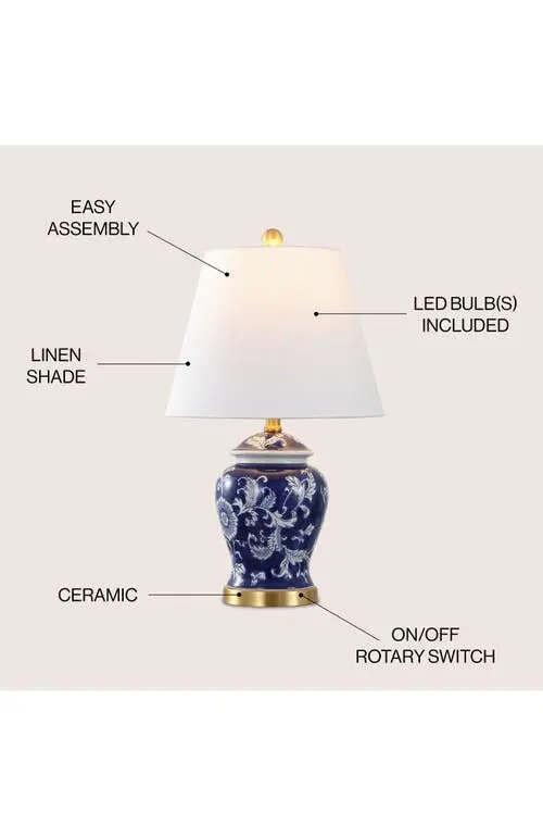 JONATHAN Y Penelope Chinoiserie Classic Led Table Lamp - Navy/white
