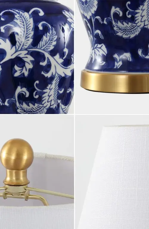 JONATHAN Y Penelope Chinoiserie Classic Led Table Lamp - Navy/white