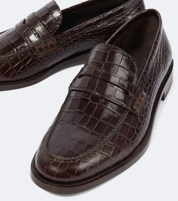 Manolo Blahnik Perry Croc-effect Penny Loafers