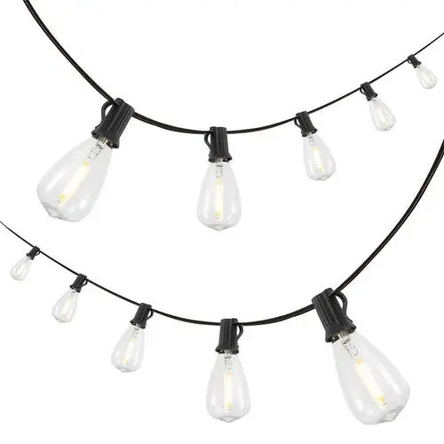 JONATHAN Y 10-light Indoor/outdoor Rustic Industrial Incandescent C7 Half-chrome Bulb String Lights - Black