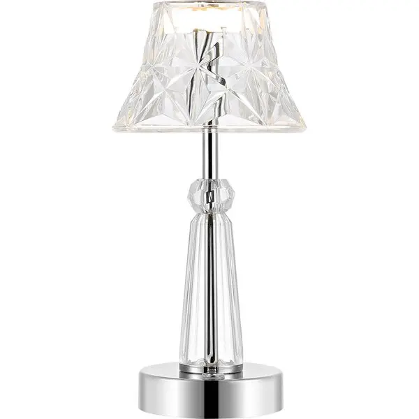 JONATHAN Y Madelyn Bohemian Classic Acrylic Rechargeable Integrated Portable Led Table Lamp - Clear/chrome