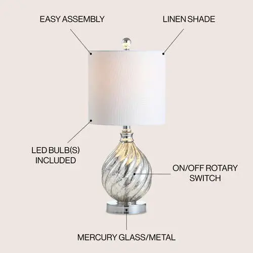 JONATHAN Y Lawrence Glass/metal Led Table Lamp