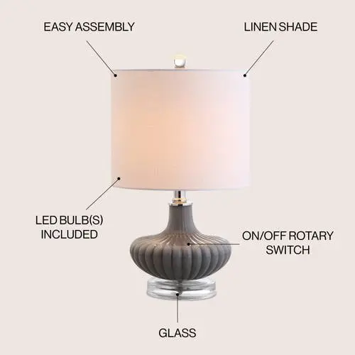JONATHAN Y Kamille Glass And Lucite Led Table Lamp