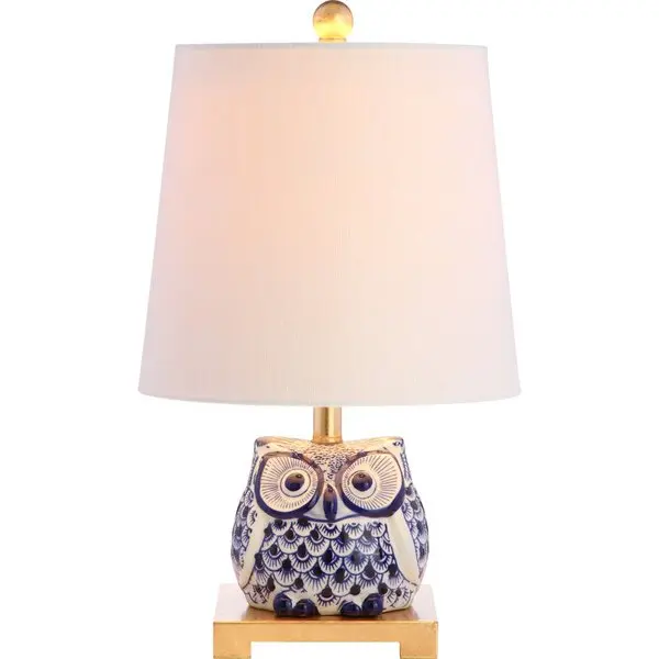 JONATHAN Y Justina Ceramic Mini Led Table Lamp - Blue/white