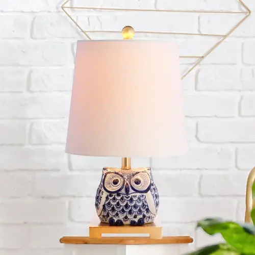 JONATHAN Y Justina Ceramic Mini Led Table Lamp - Blue/white