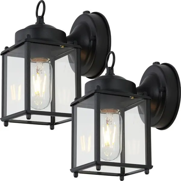 JONATHAN Y Boston 1-light Farmhouse Industrial Iron/glass Outdoor Led Sconce - Black/clear
