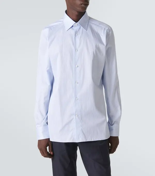 Zegna Trofeo Striped Cotton Shirt - White