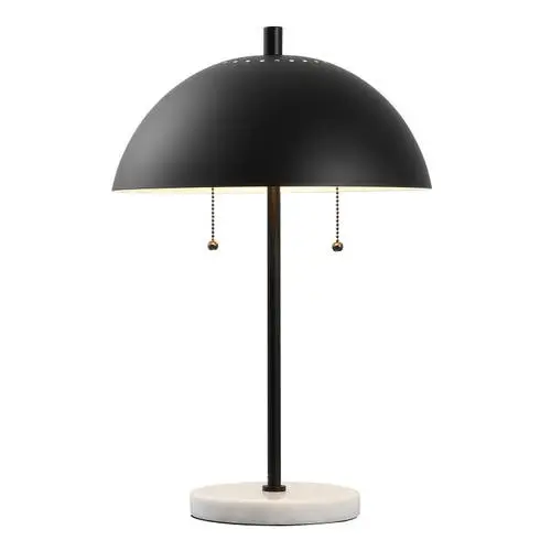 JONATHAN Y Ella Dome Metal With Marble Base Led Table Lamp - Black White
