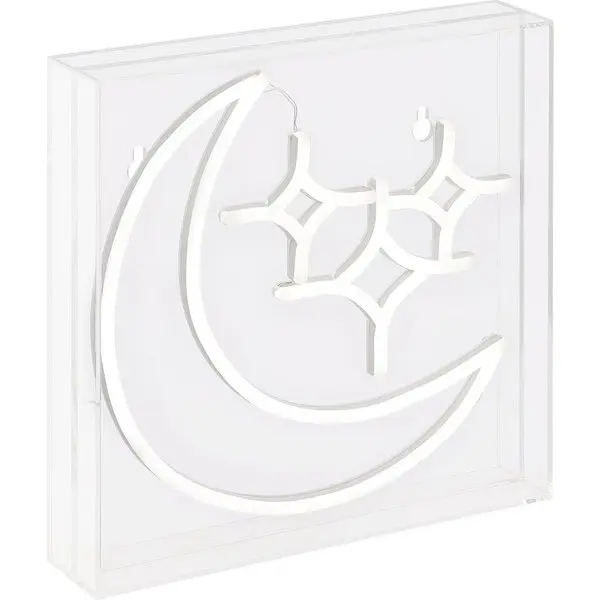 JONATHAN Y Starry Square Contemporary Glam Acrylic Box Usb Operated Led Neon Light - White