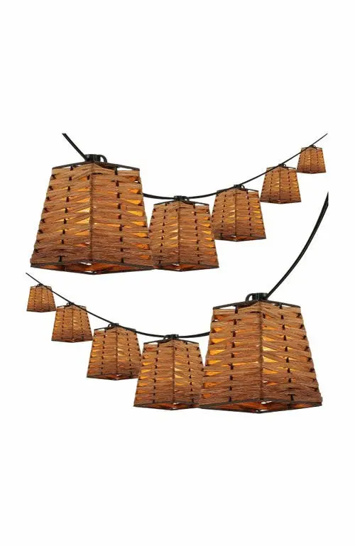JONATHAN Y Quinn 10-light Indoor/outdoor Classic Vintage Incandescent G40 Square Shaded String Lights - Brown