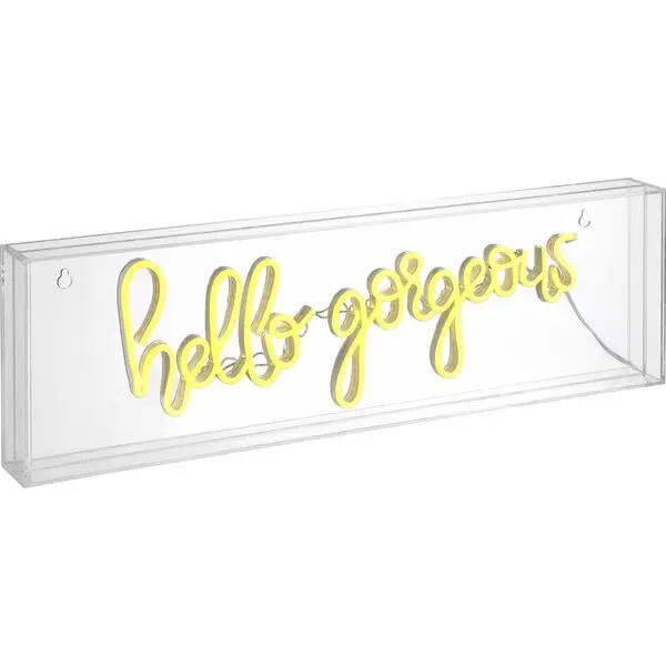 JONATHAN Y Hello Contemporary Glam Acrylic Box Usb Operated Led Neon Light - Yellow
