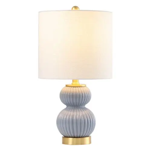 JONATHAN Y Daphne Ribbed Metal/glass Led Table Lamp - Gray