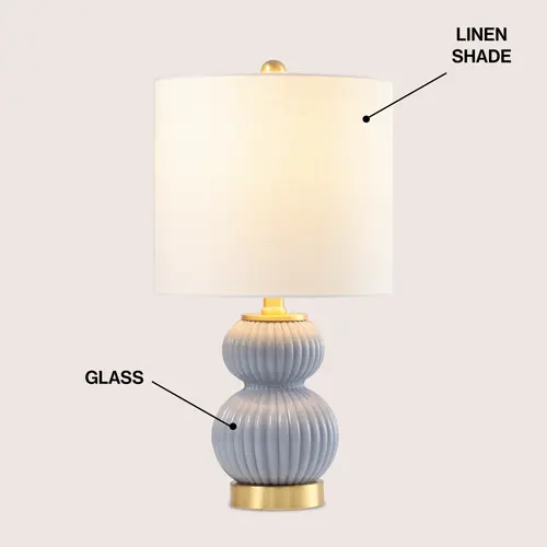 JONATHAN Y Daphne Ribbed Metal/glass Led Table Lamp - Gray